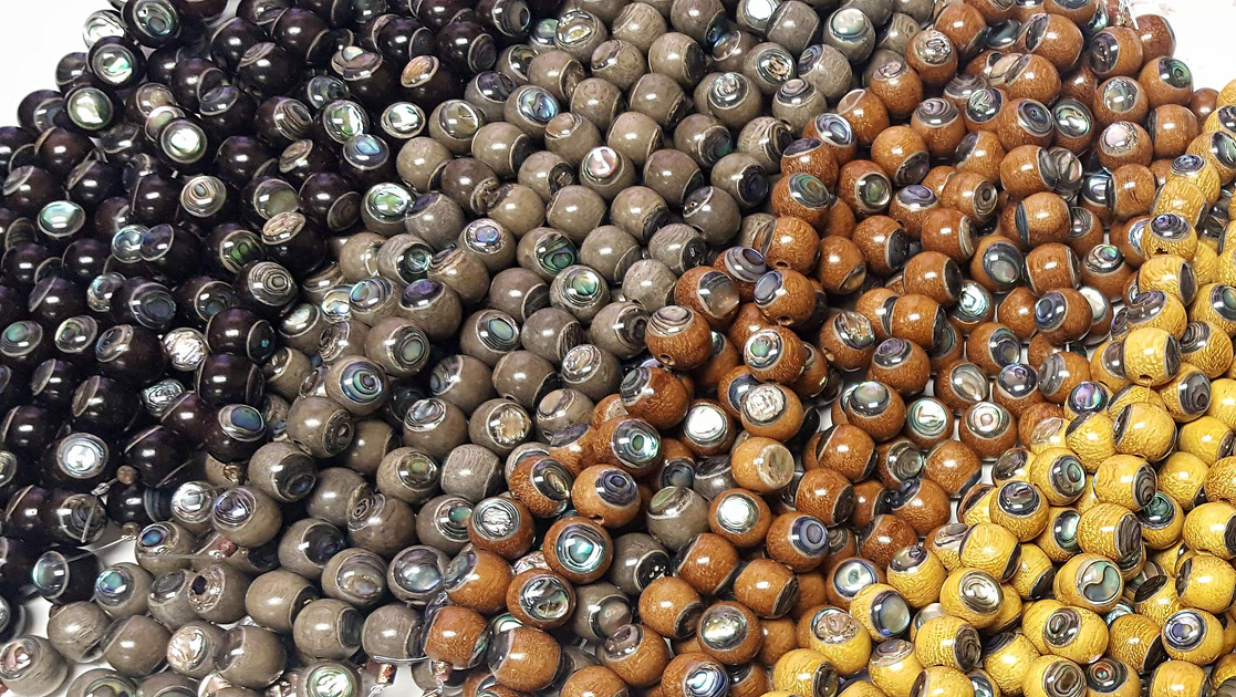 Wood Beads with Inlaid Shell | Beads and Honey