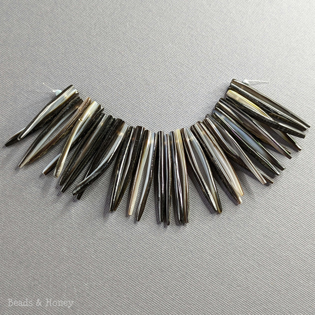 Black Tahiti Shell Beads Rounded Stick Fan (4-Inch) – Beads and Honey