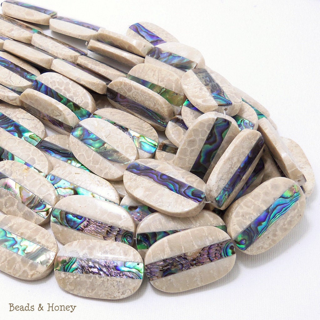 Mactan Stone Inlaid Abalone Shell Oval 23x35mm (1pc) – Beads and Honey