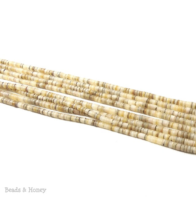 Kabibe Shell Light Brown/Gray/White Heishi 2-3mm (24 Inch Strand ...