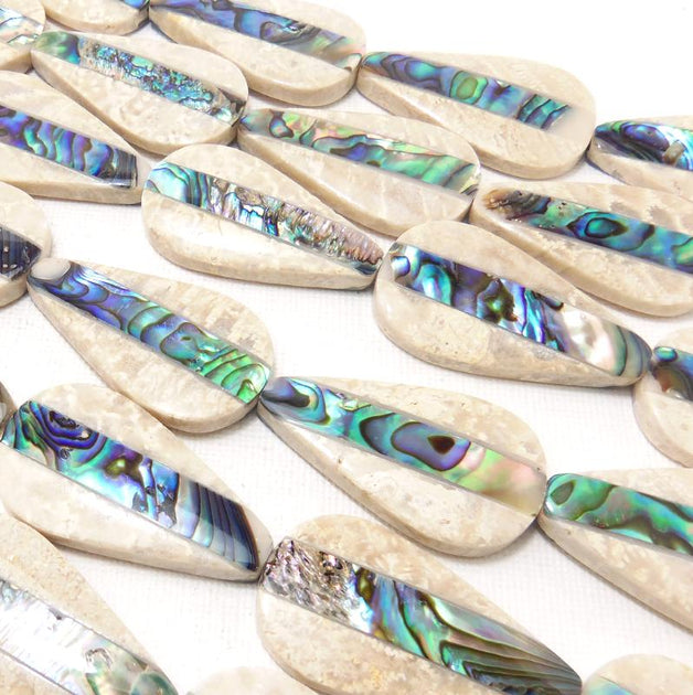 Mactan Stone Inlaid Abalone Shell Teardrop 20x35mm (1pc) – Beads and Honey