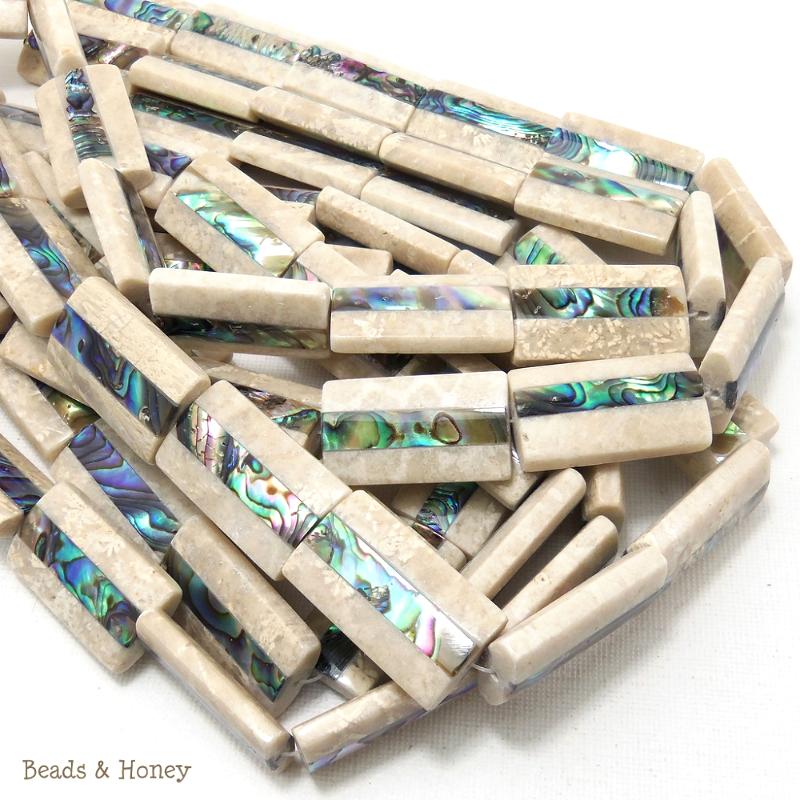Mactan Stone Inlaid Abalone Shell Bead Rectangle 28x15mm (1pc) – Beads ...