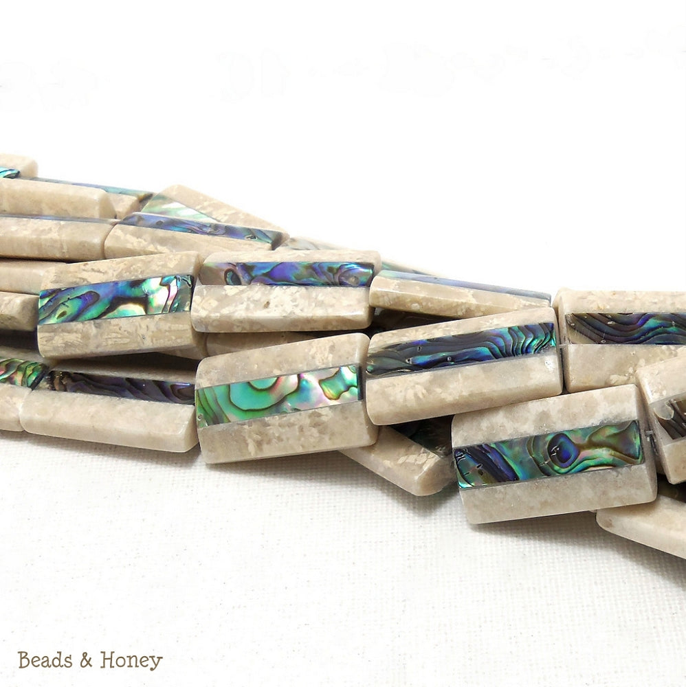 Mactan Stone Inlaid Abalone Shell Bead Rectangle 28x15mm (1pc) – Beads ...